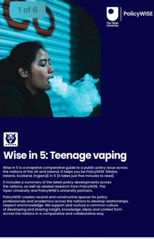 Updated 'WISE in 5' Briefing on Teenage Vaping: What's Changed and What's Ahead | policyWISE